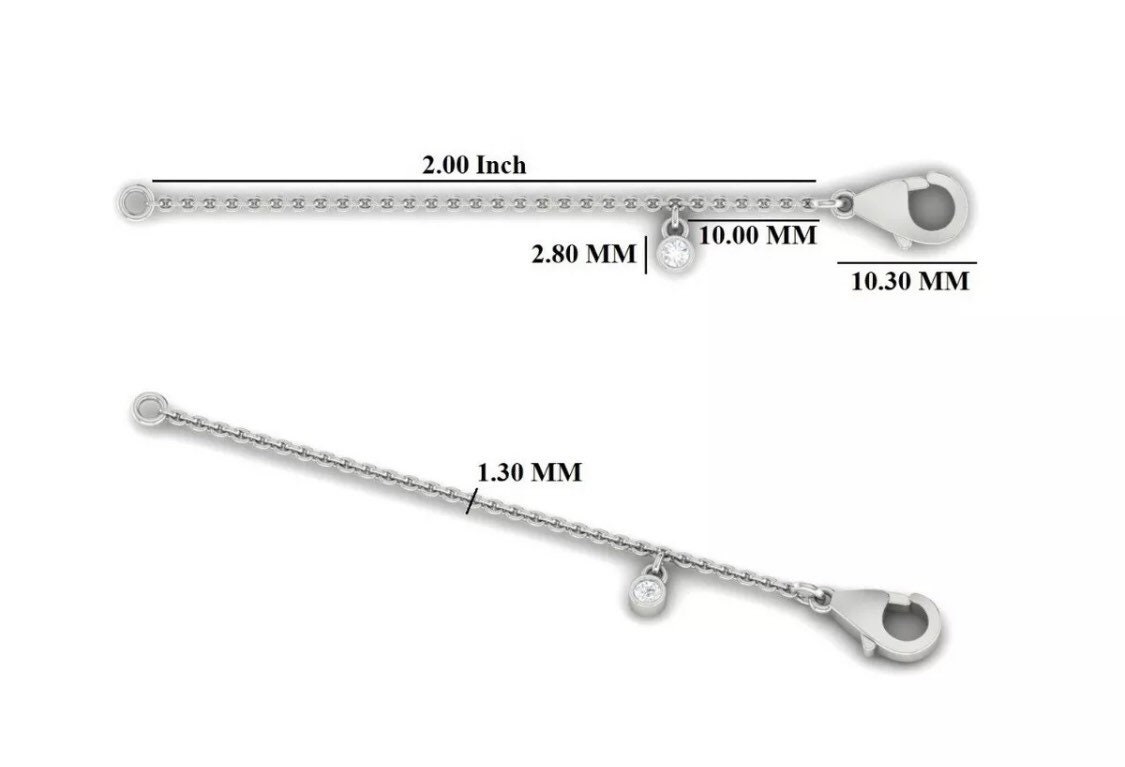Gold Chain Extender 2 Inch 18ct White Gold With Diamond Charm 2 ...