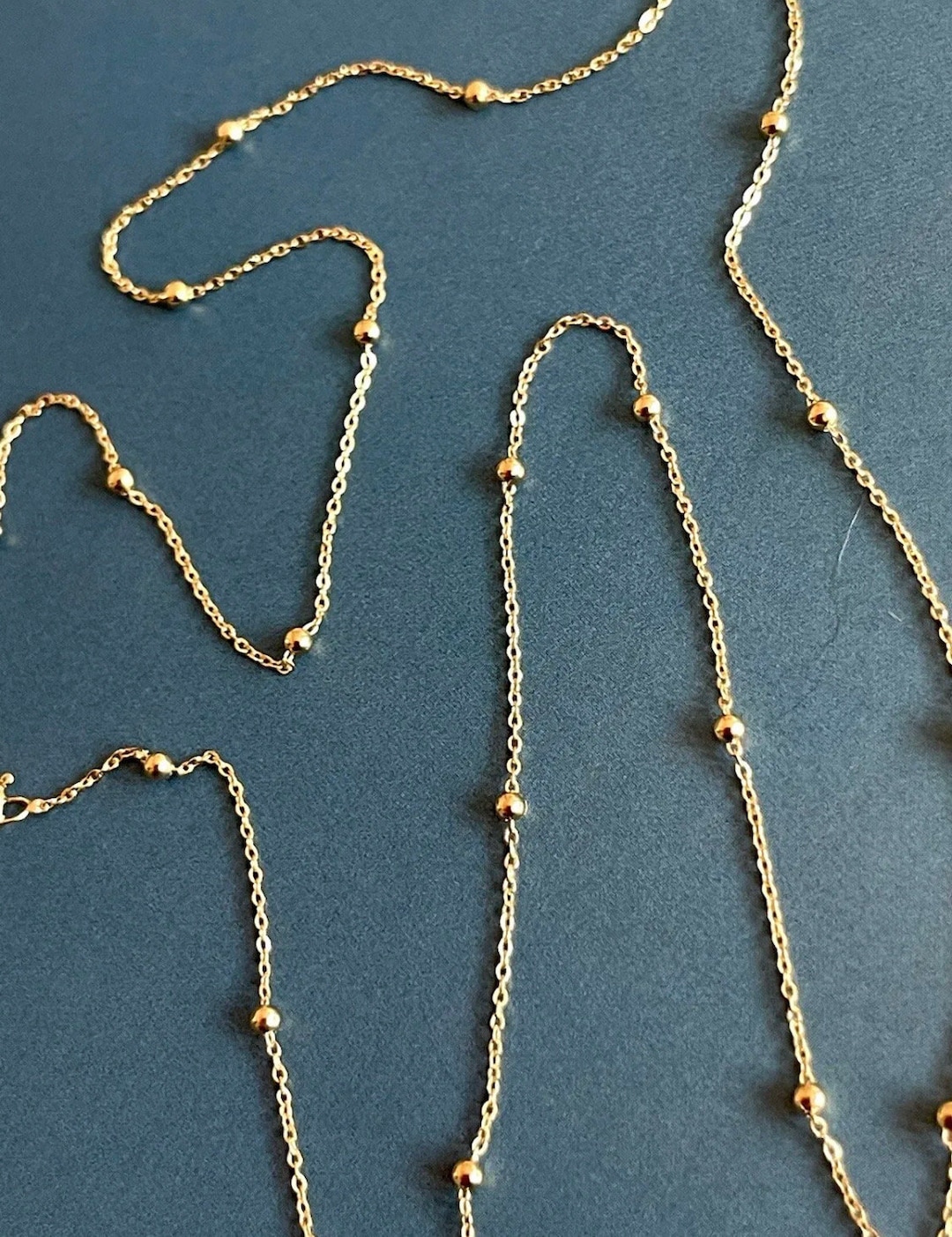 9ct Yellow Gold Beaded Chain Necklace 24 Inch, 9ct Yellow Gold Necklace ...
