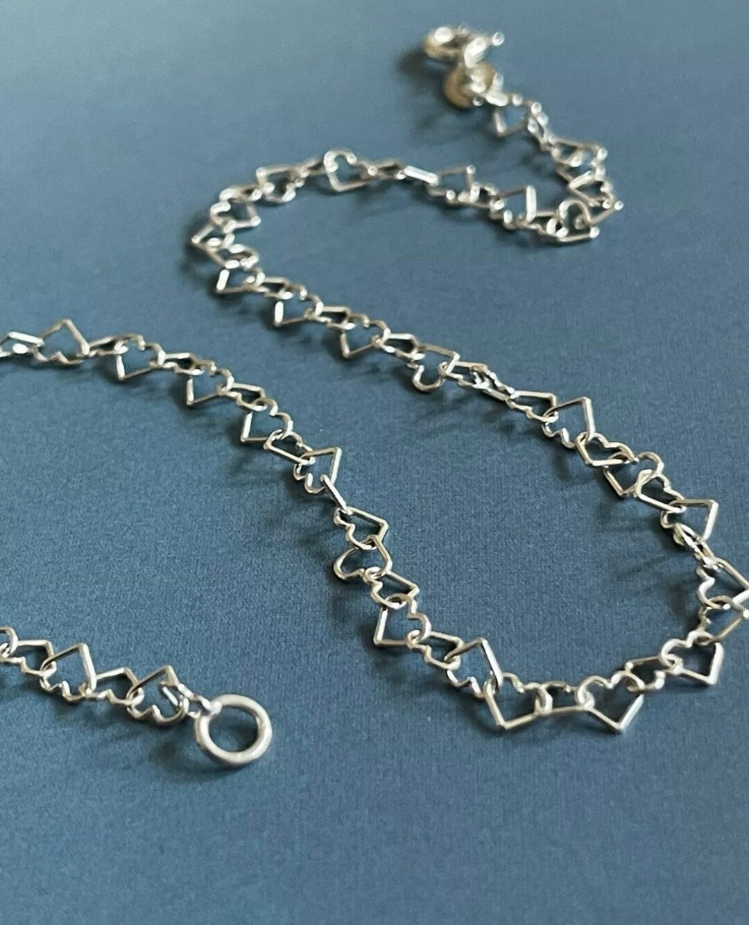 9ct White Gold Anklet Intertwined Heart Chain 10 Ankle Bracelet - Etsy