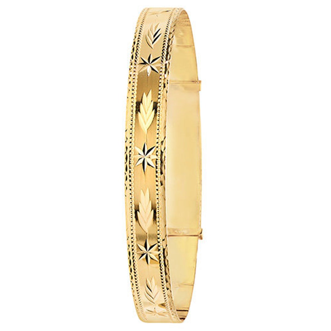 9ct Gold Diamond Cut Expandable Bangle - Etsy