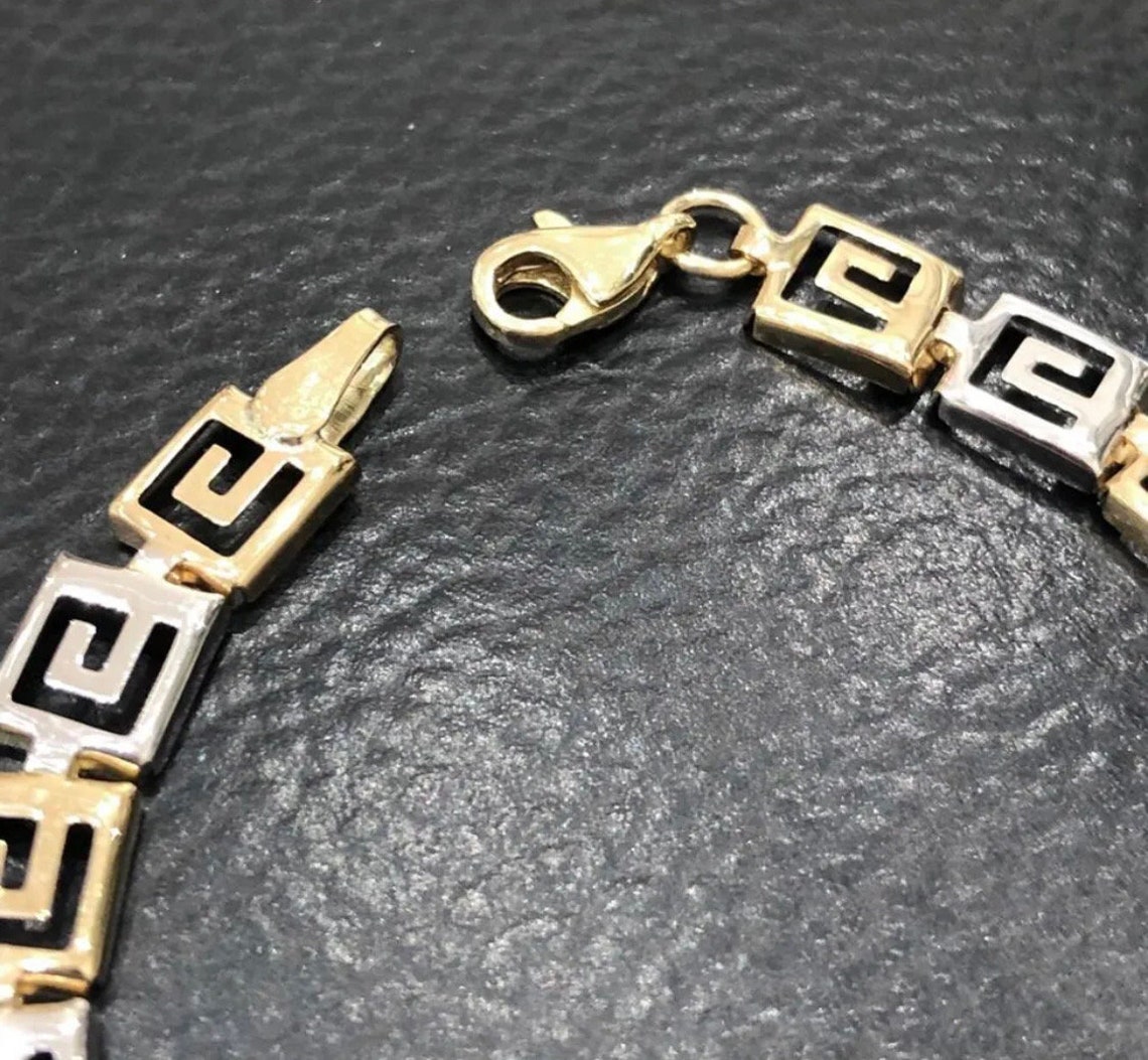9ct Yellow White Gold Bracelet Greek Key - Etsy