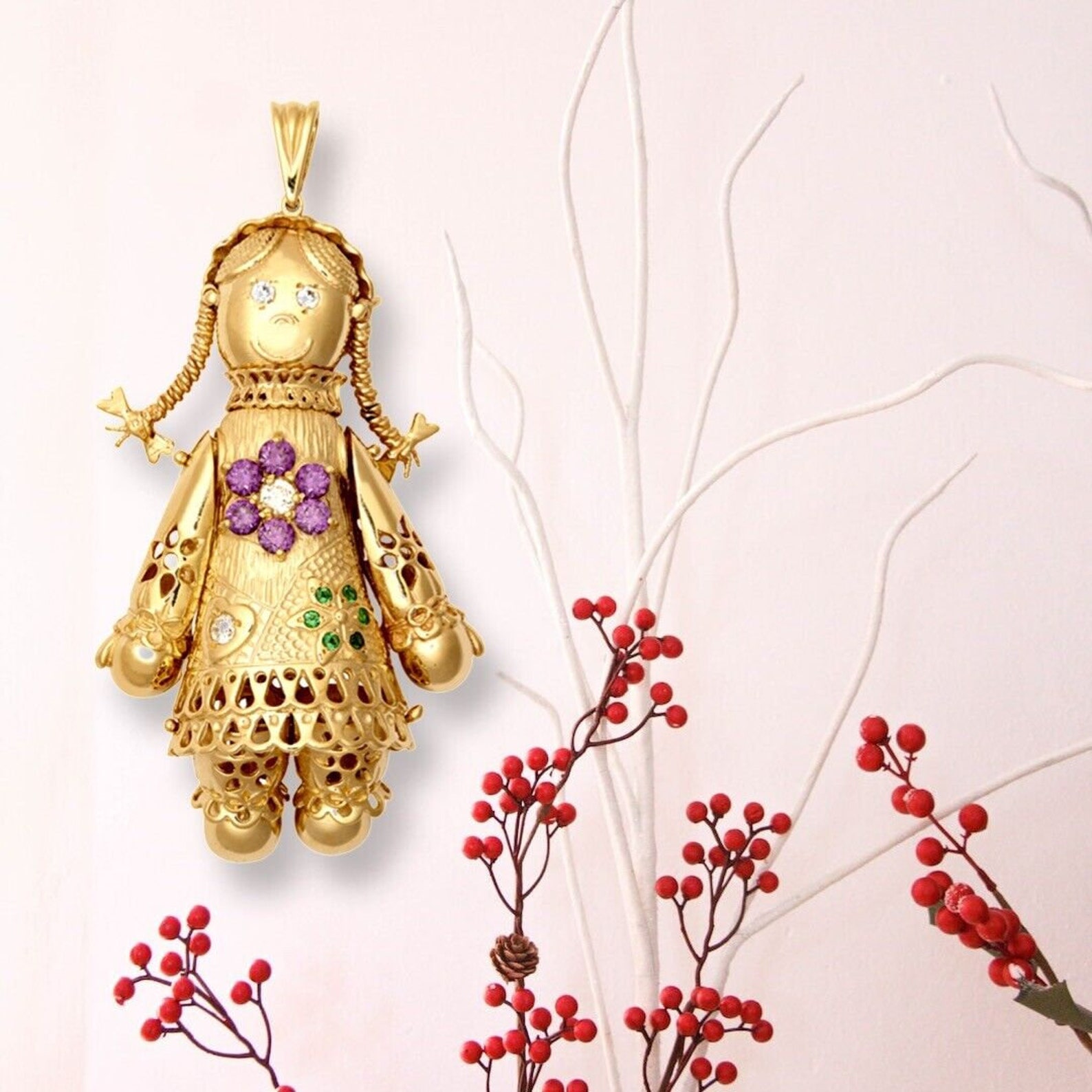 9ct Gold Ragdoll Pendant Large 30g Movable Cubic Zirconia No Chain - Etsy