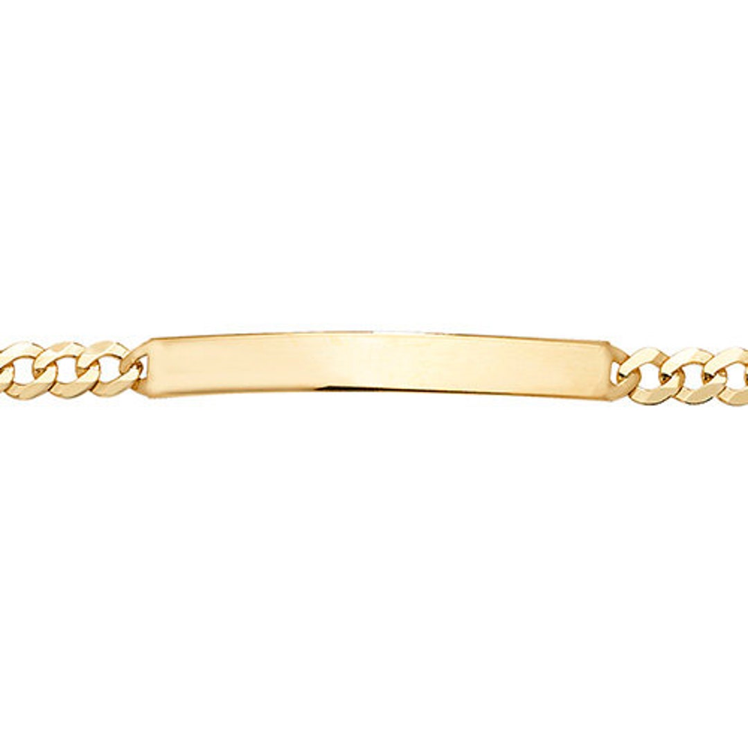 9ct Gold Curb Rectangular Id Plate Bracelet - Etsy