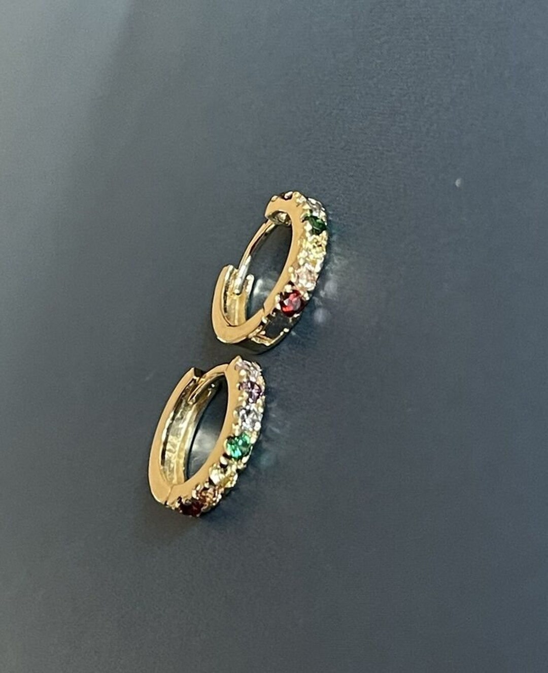9ct Gold Coloured Gemstone Hoops Earrings Huggies Sleepers - Etsy