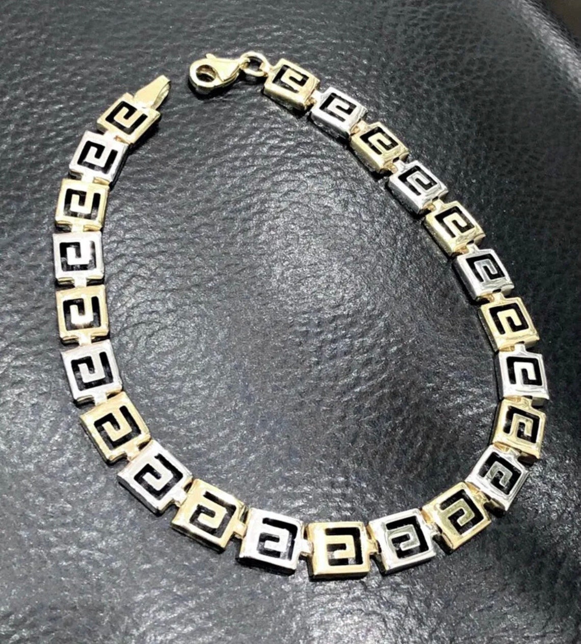 9ct Yellow White Gold Bracelet Greek Key - Etsy