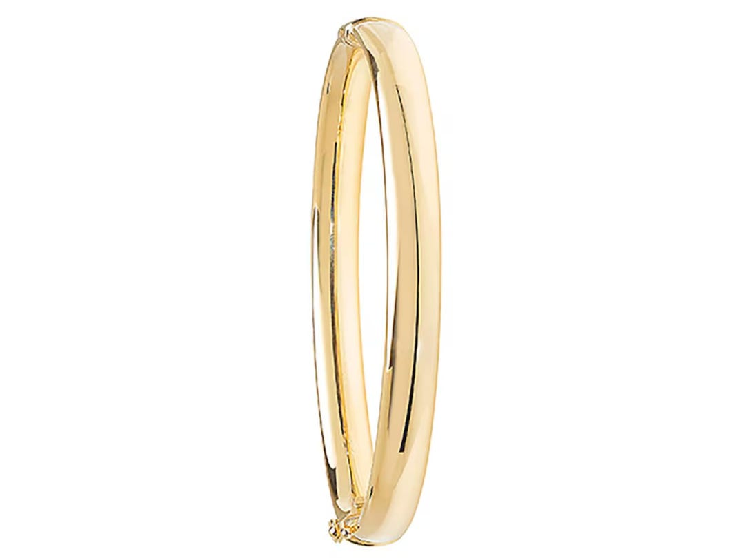 9ct Gold Tube Hinged Bangle, Women's Gold Bracelet, Adjustable Gold ...