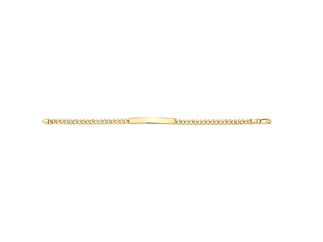 9ct Gold Curb Rectangular Id Plate Bracelet, 9ct Gold Bracelet, Curb ...