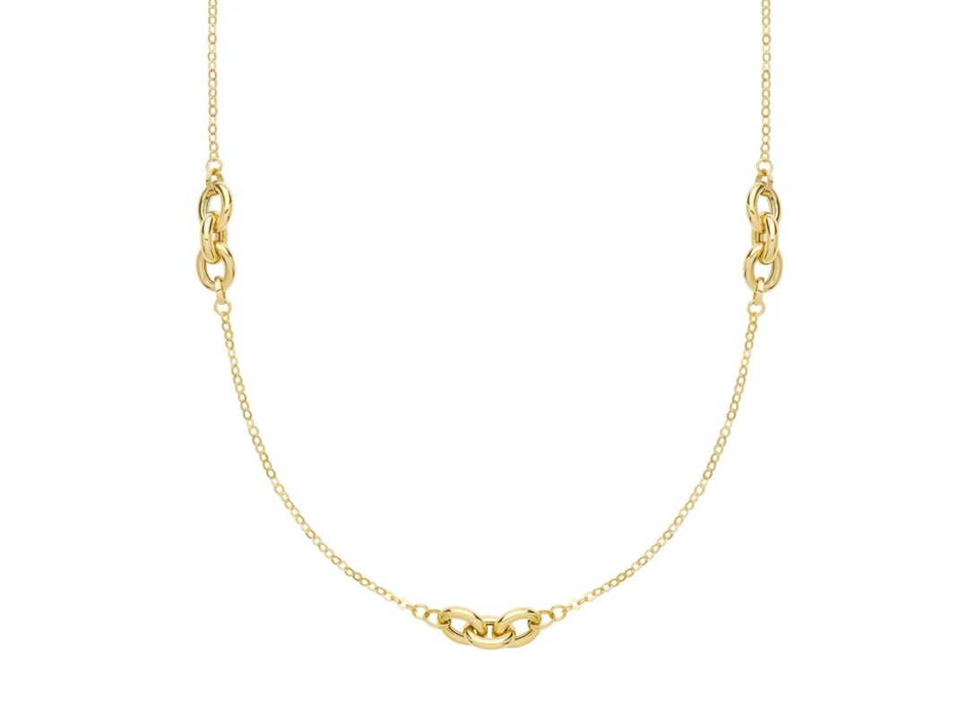 9ct Gold Triple Interlocking Sailors Chain Necklace, Circle Necklet ...
