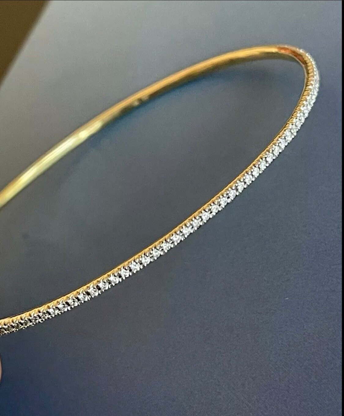 Diamond Bangle 1.20ct in 18ct White Gold Eternity Slip on Skinny Stack ...