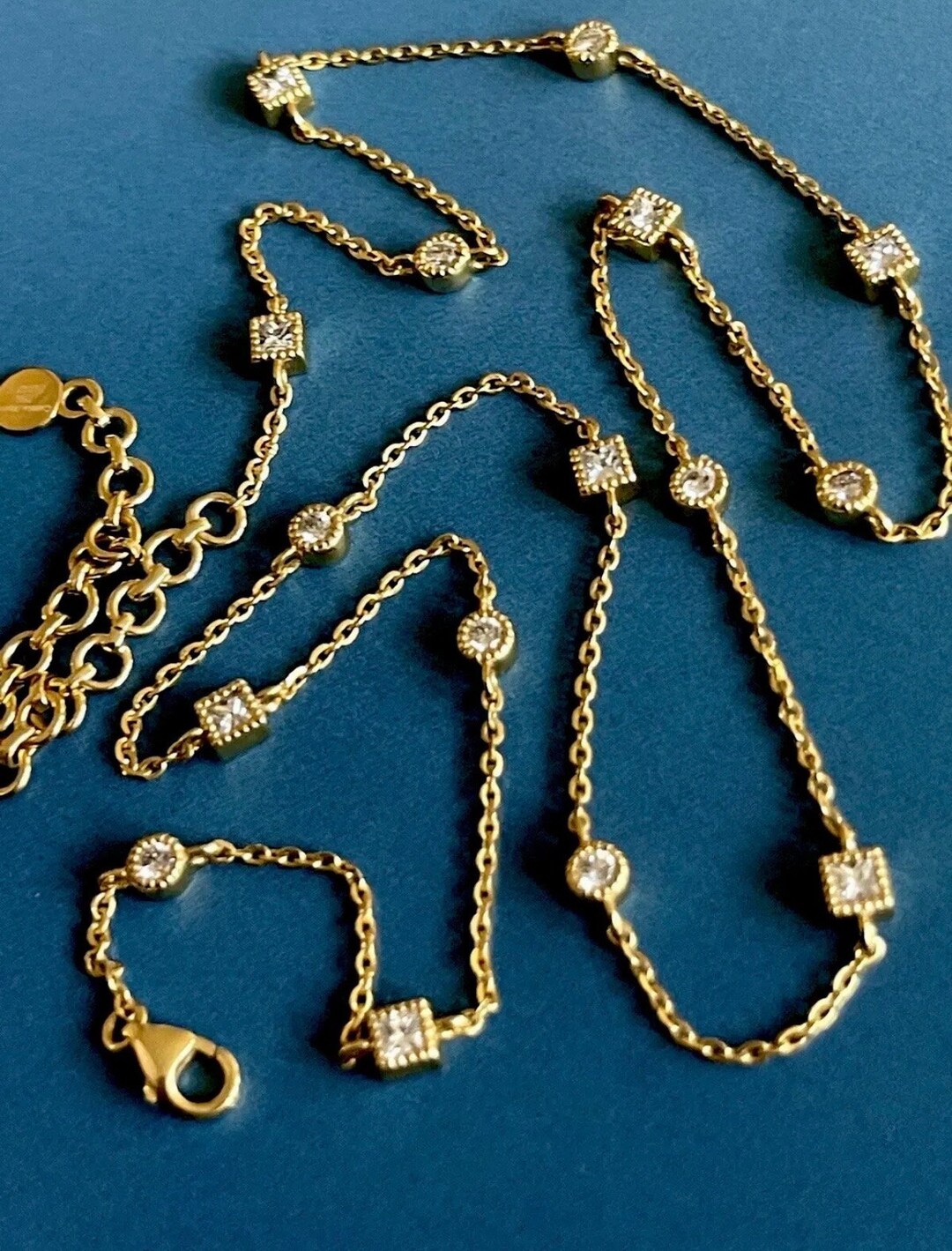 1ct Diamond Necklace in 18ct Yellow Gold Interval by the Yard 1 Carat ...