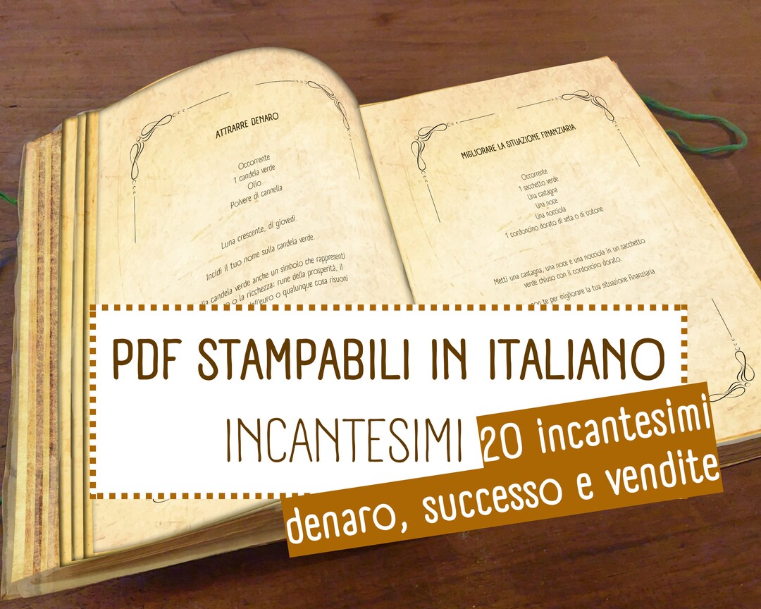 Grimoire in Italian, Printable Digital Pages in Italian 20 Money and ...