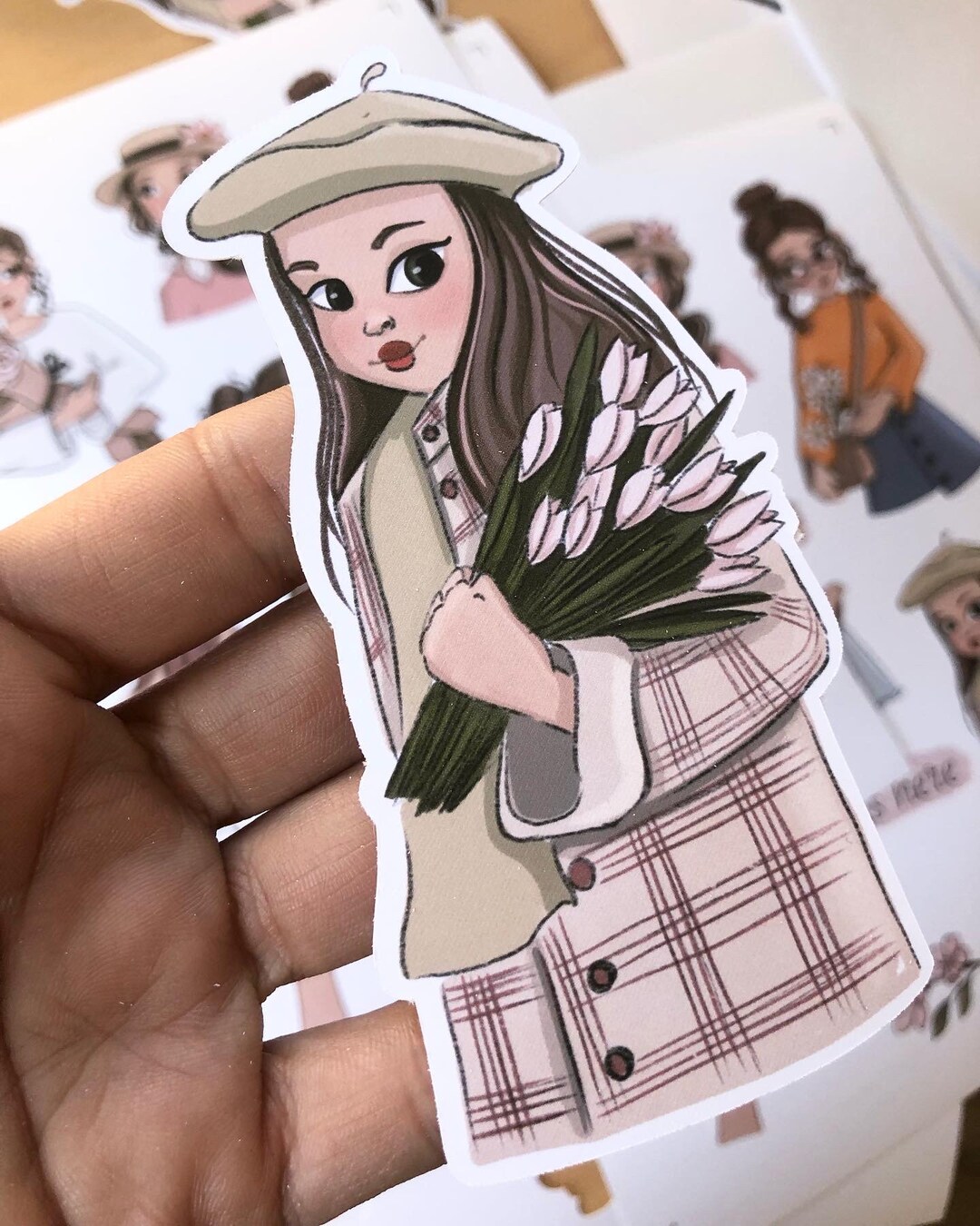 9 Pcs Sticker Set-cute Girls and Flowers, Bullet Journal Stickers ...