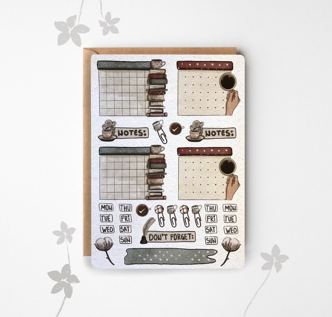 Vintage Sticker Sheet-books and Coffe Stickers Planner Stickers, Bullet ...
