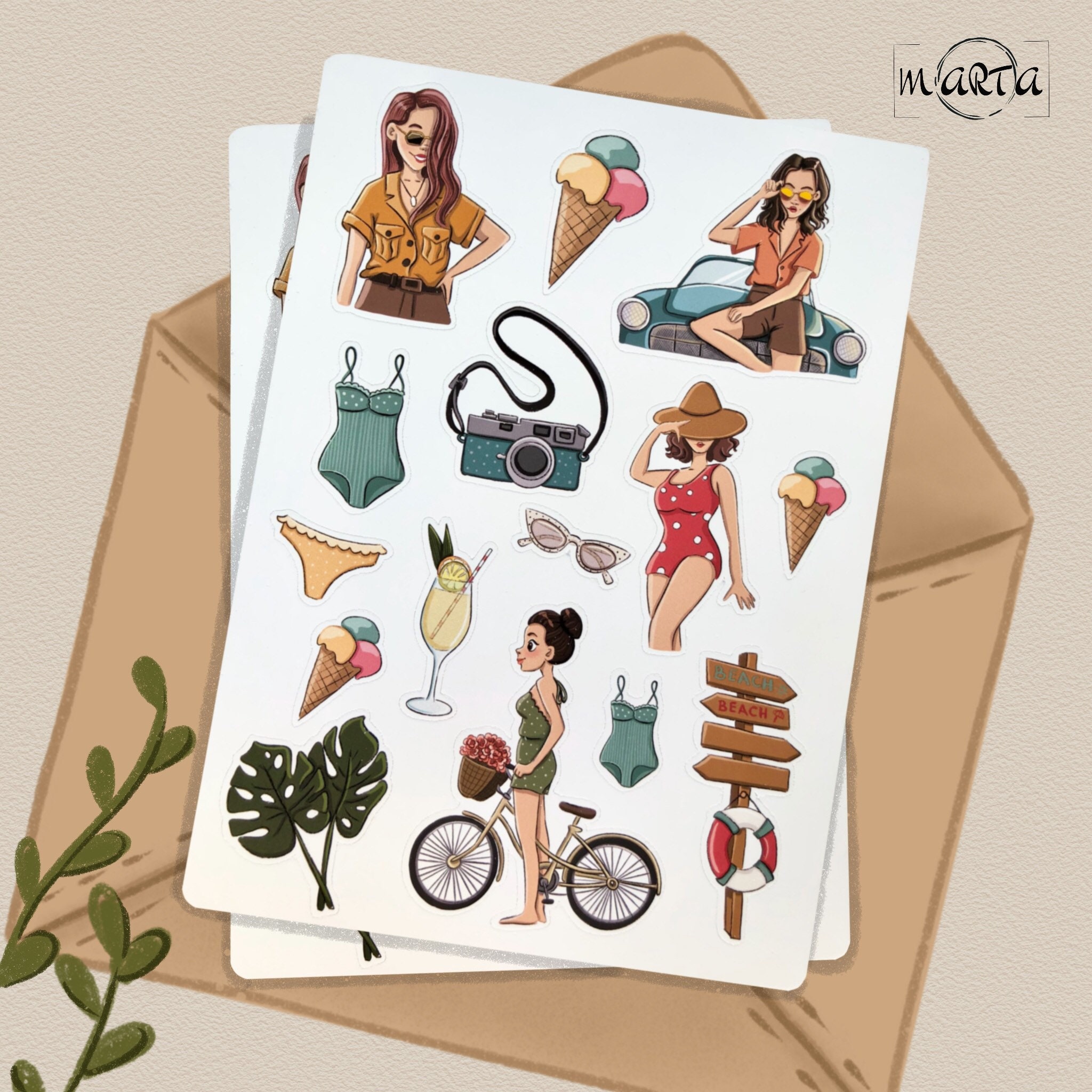 Summer Girls Sticker Set Planner Stickers Bullet Journal Stickers Scrapbook Stickers Summer