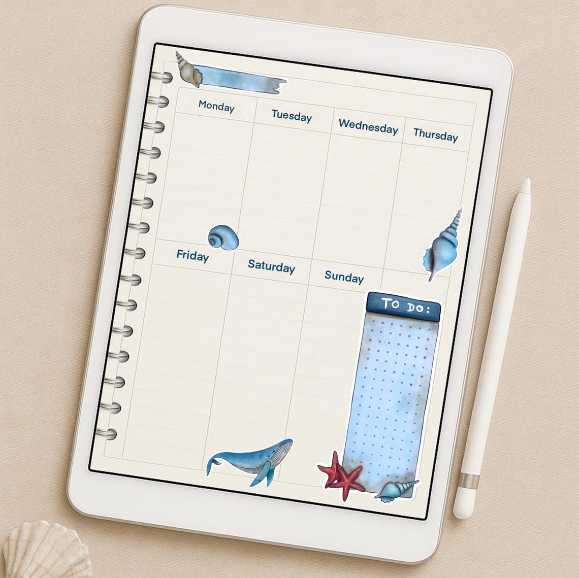Sea Life Digital Planner Stickers - 25 PNG Files, Ocean Themed ...