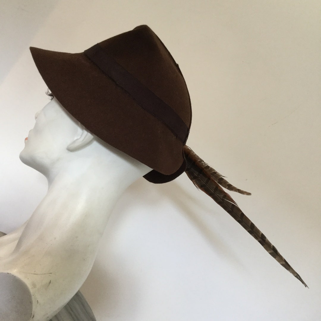 Vintage 1930s Bespoke Made Brown Felt Hat With Statement - Etsy