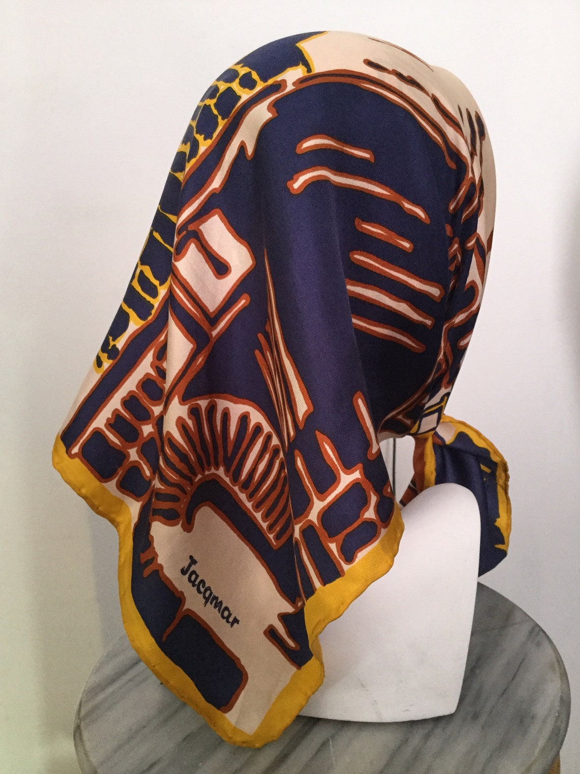 Vintage 1960s Jacqmar Silk Scarf in a Bold Geometric Abstract | Etsy