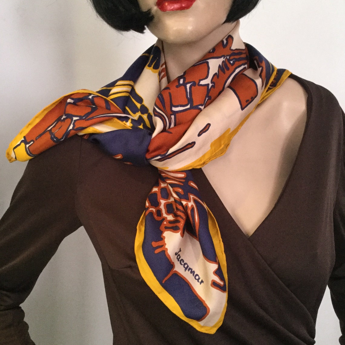 Vintage 1960s Jacqmar Silk Scarf in a Bold Geometric Abstract | Etsy