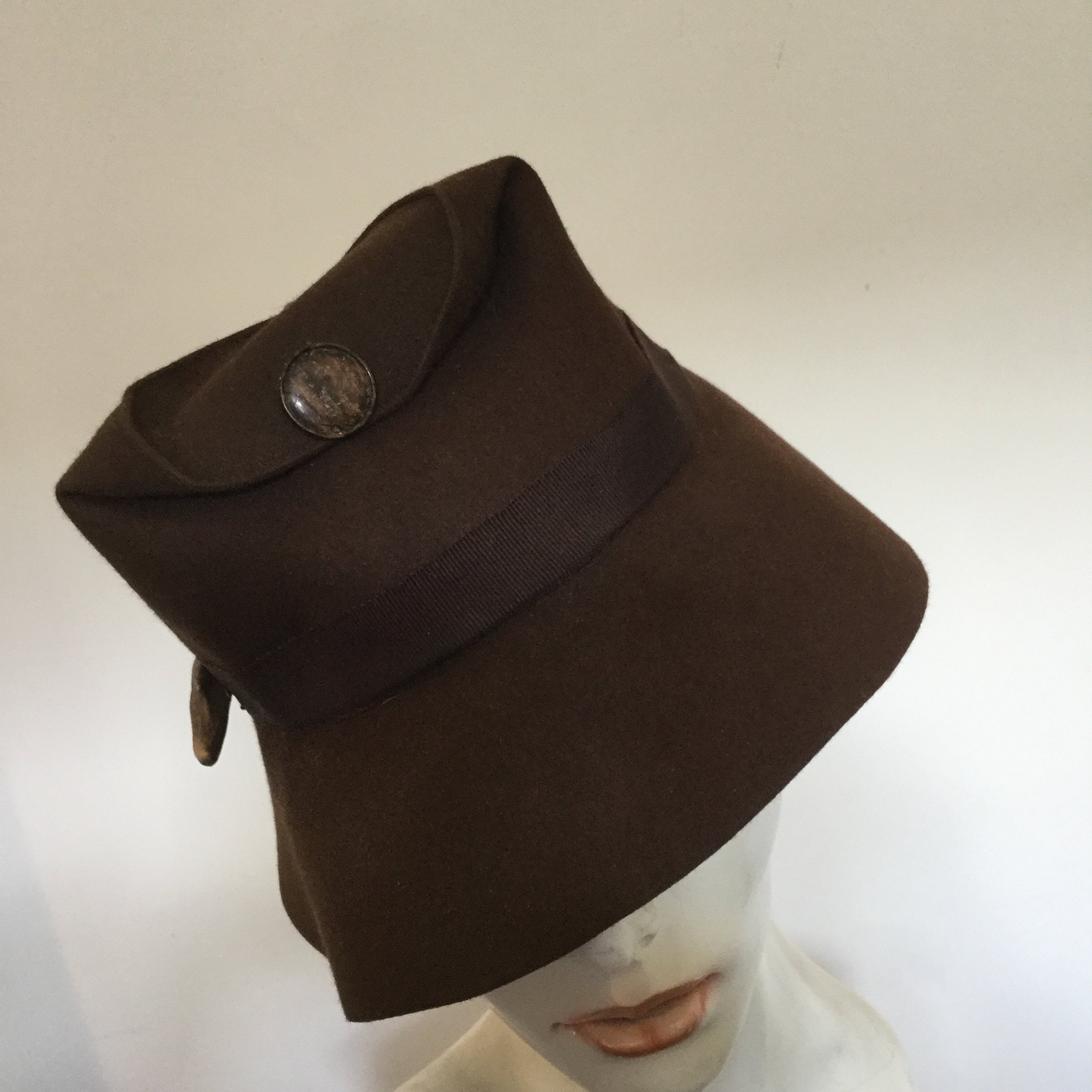 Vintage 1930s Bespoke Made Brown Felt Hat With Statement - Etsy