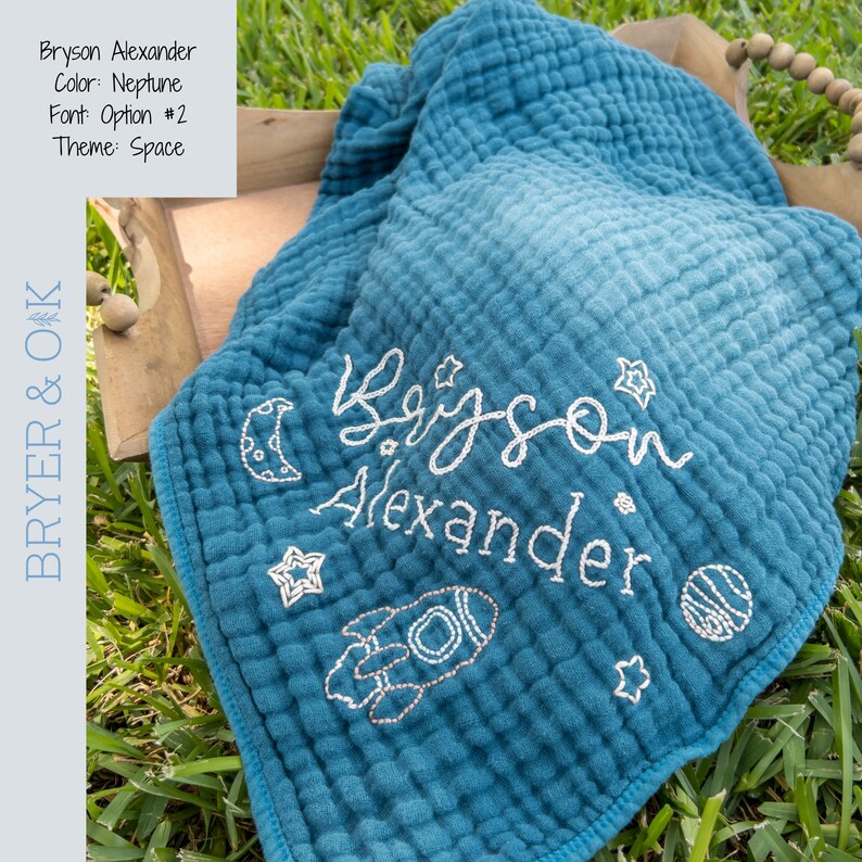 Personalized Hand Embroidered Baby Blanket - Etsy