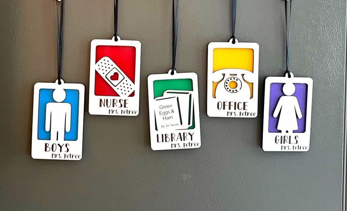 Teacher Hall Pass Set, Personalized, Hallway Passes, Teacher Gifts ...