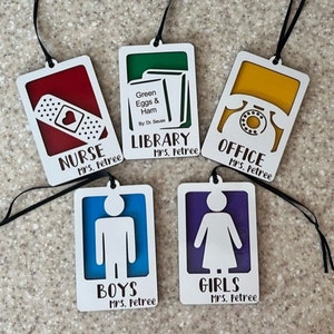 Teacher Hall Pass Set, Personalized, Hallway Passes, Teacher Gifts ...