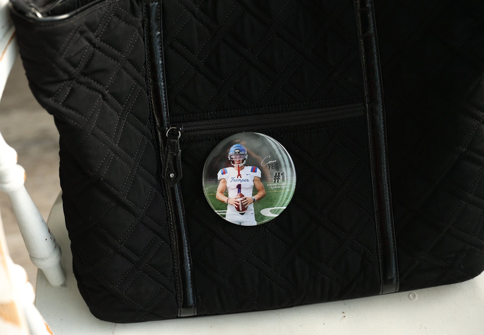 FOOTBALL Custom Photo Button-3 1/2 Inch Pin Back Button-personalized ...