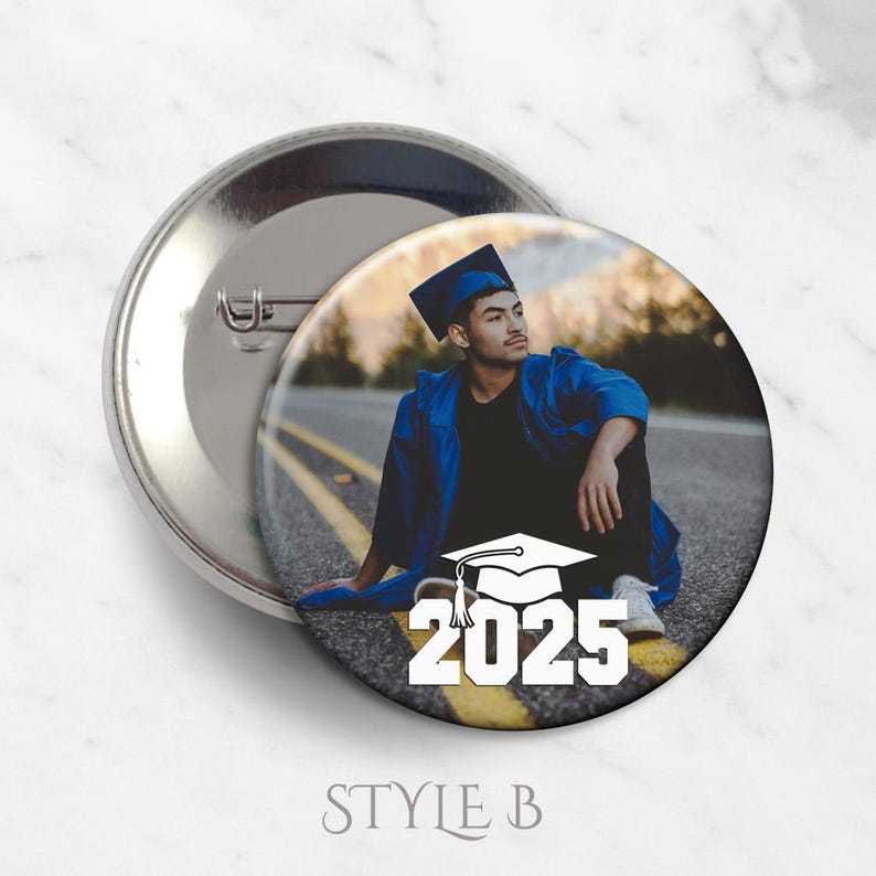 Custom Photo Graduation Button Pins - 2025 Graduation, Class of 2025, 3 ...