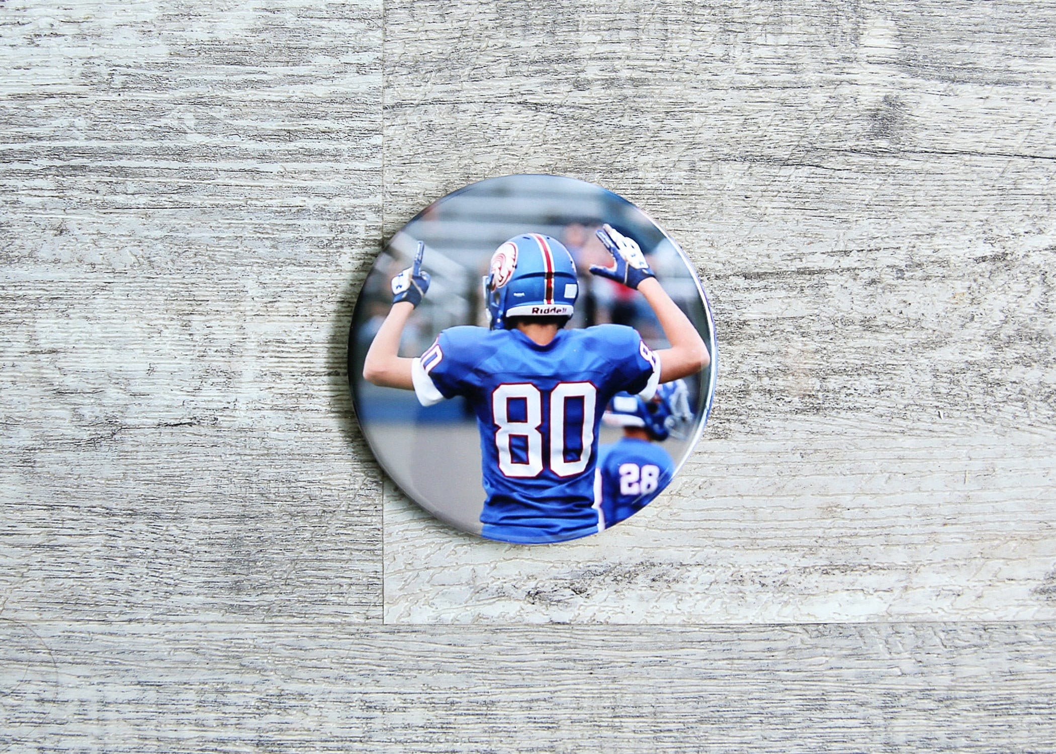 FOOTBALL Custom Photo Button-3 1/2 Inch Pin Back Button-personalized ...