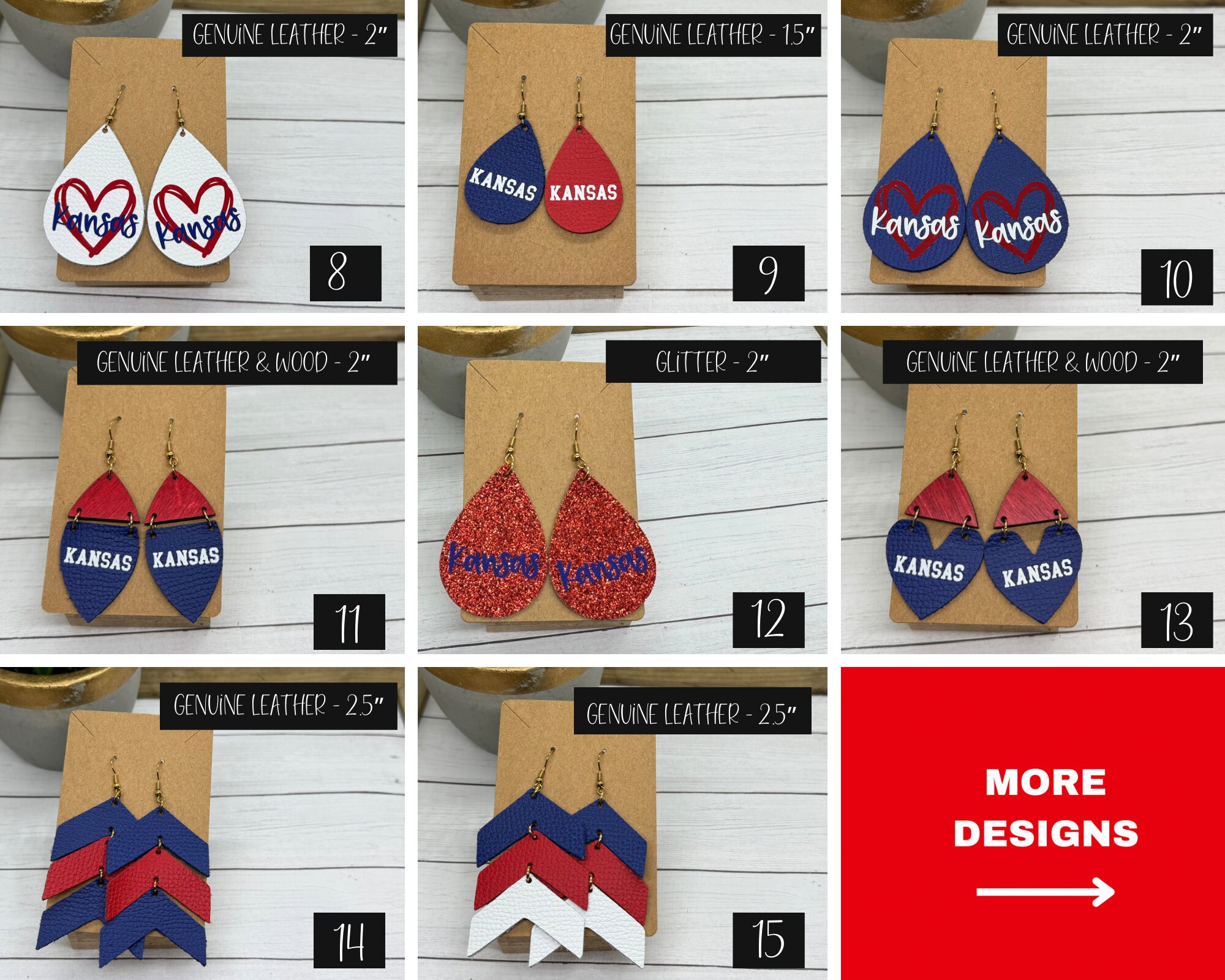 Kansas Earrings |college Earrings | Red and Blue Team Colors Game Day ...