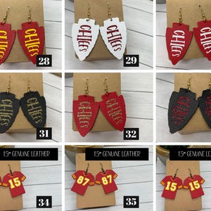 KC Chiefs Earrings, Leather KC Football Earrings, Kansas City Football ...