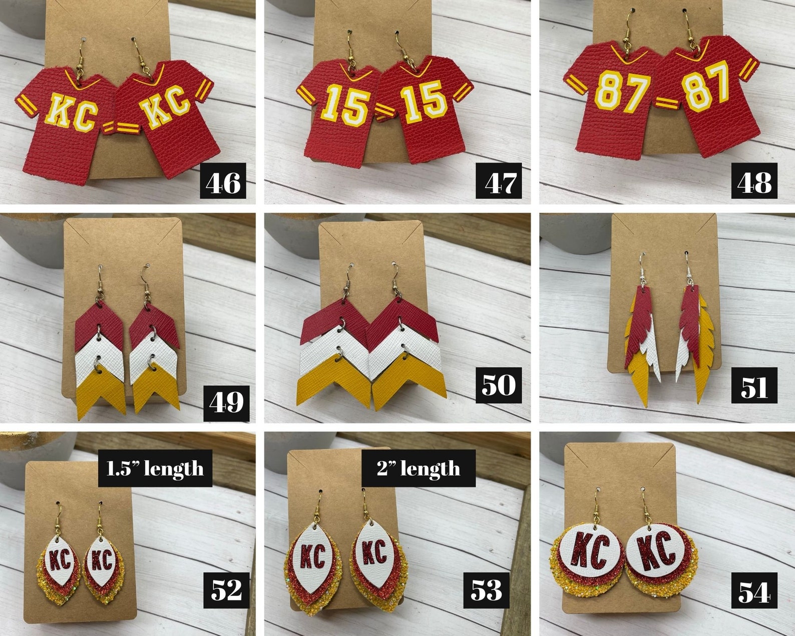 Kansas City Football Earrings Genuine Leather Earrings KC - Etsy