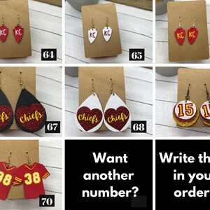 KC Chiefs Earrings, Leather KC Football Earrings, Kansas City Football ...