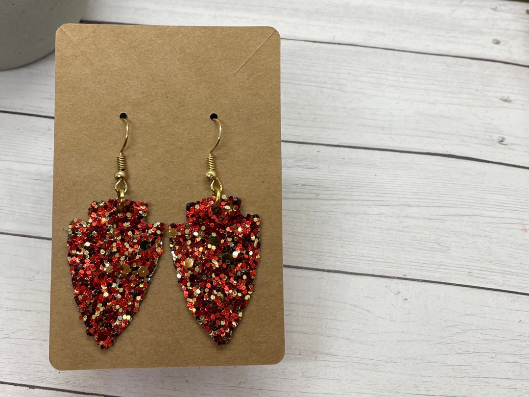 KC Football Teardrop Earrings | Chunky Glitter Earrings | Kansas City ...