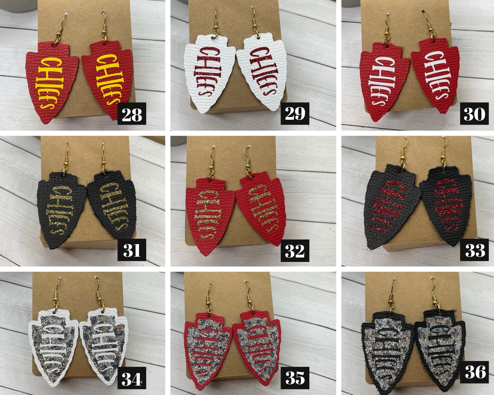 Kansas City Football Earrings Genuine Leather Earrings KC - Etsy