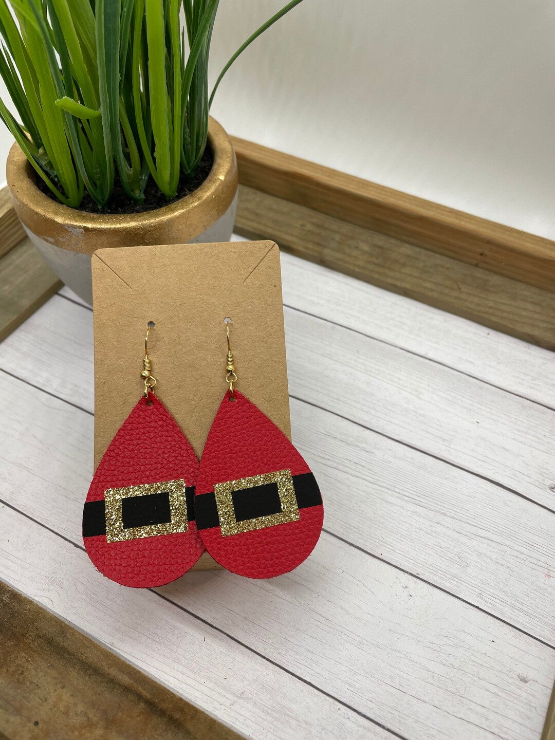 Santa Suit Earrings | Choose From Faux Leather or Genuine Leather ...