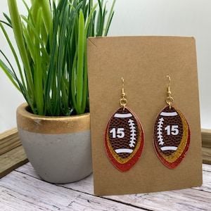 Faux Leather Football Earrings| Sports Earrings | Add Your Team Colors ...
