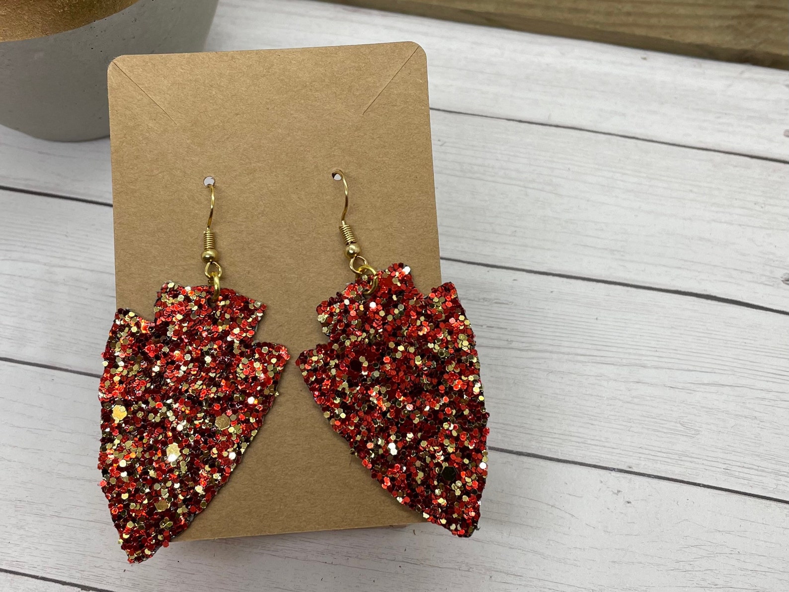 KC Football Teardrop Earrings | Chunky Glitter Earrings | Kansas City ...