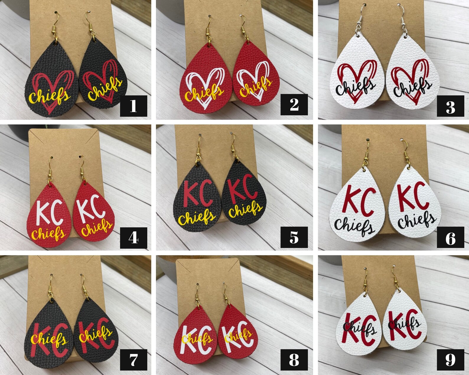 Kansas City Football Earrings Genuine Leather Earrings KC - Etsy