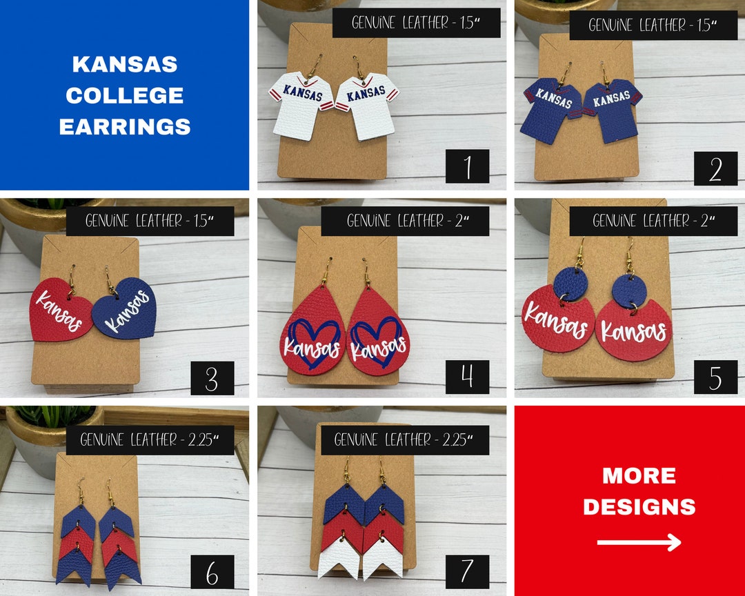 Kansas Earrings |college Earrings | Red and Blue Team Colors Game Day ...