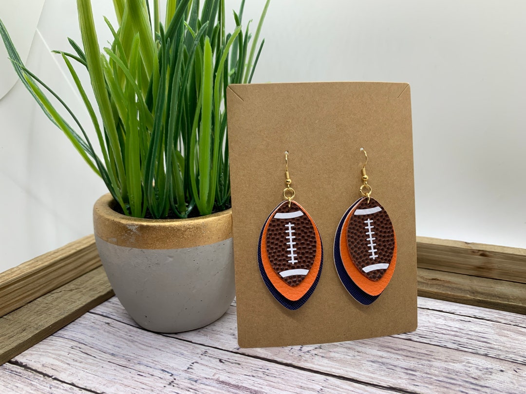 Faux Leather Football Earrings| Sports Earrings | Add Your Team Colors ...