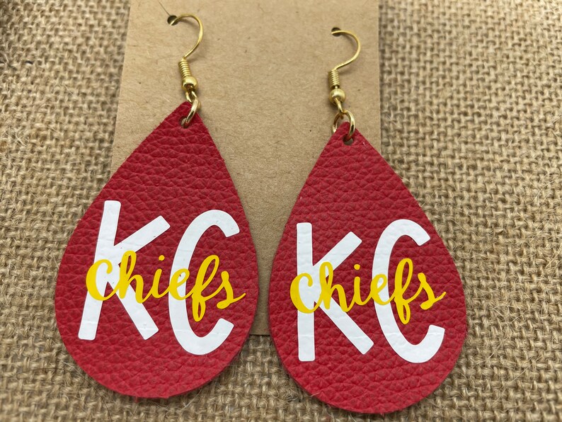 Kansas City Football Earrings Genuine Leather Earrings KC - Etsy