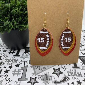 Faux Leather Football Earrings| Sports Earrings | Add Your Team Colors ...