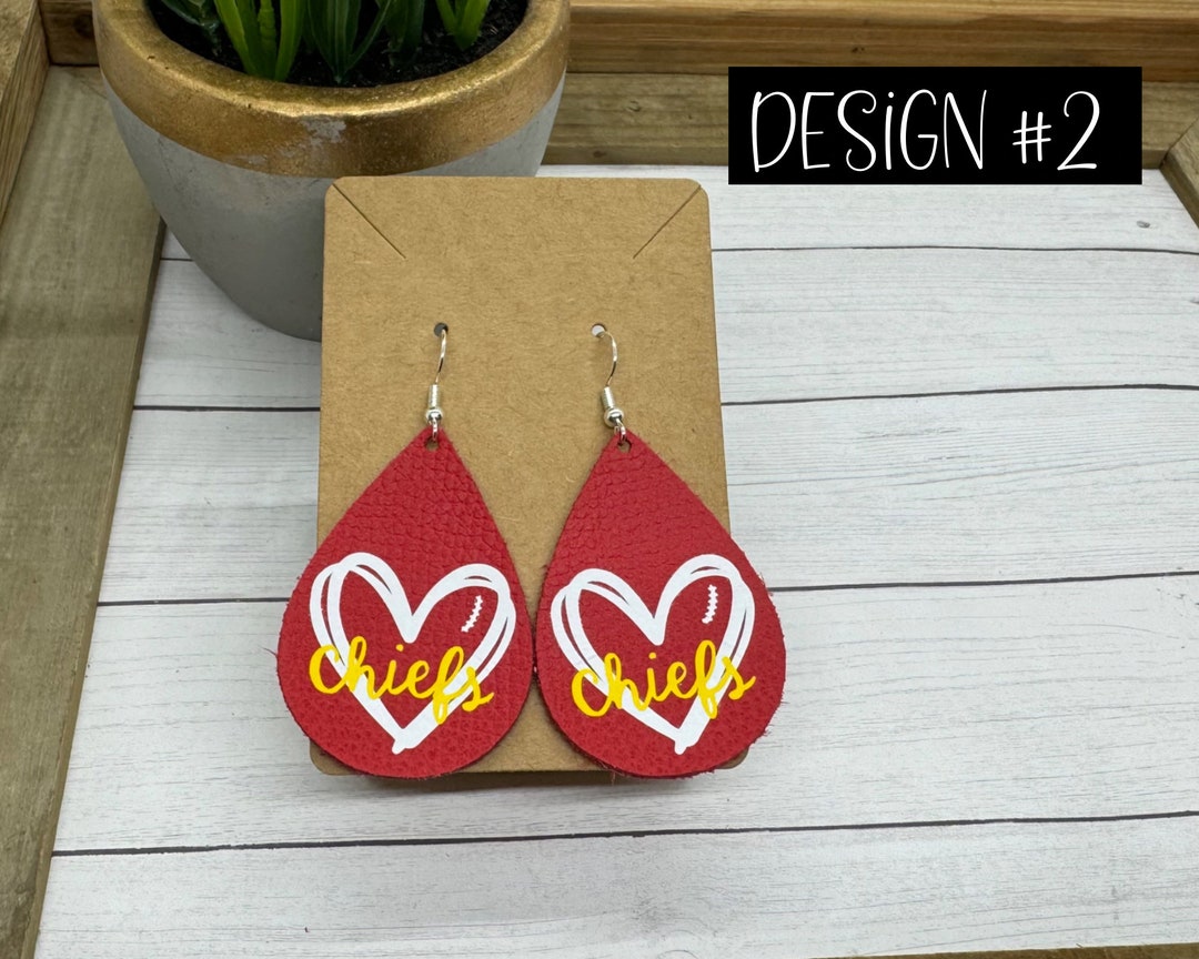 Kansas City Football Earrings | KC Football Genuine Leather Earrings ...