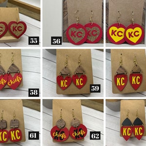 Kansas City Football Earrings | Genuine Leather Earrings | KC Football ...