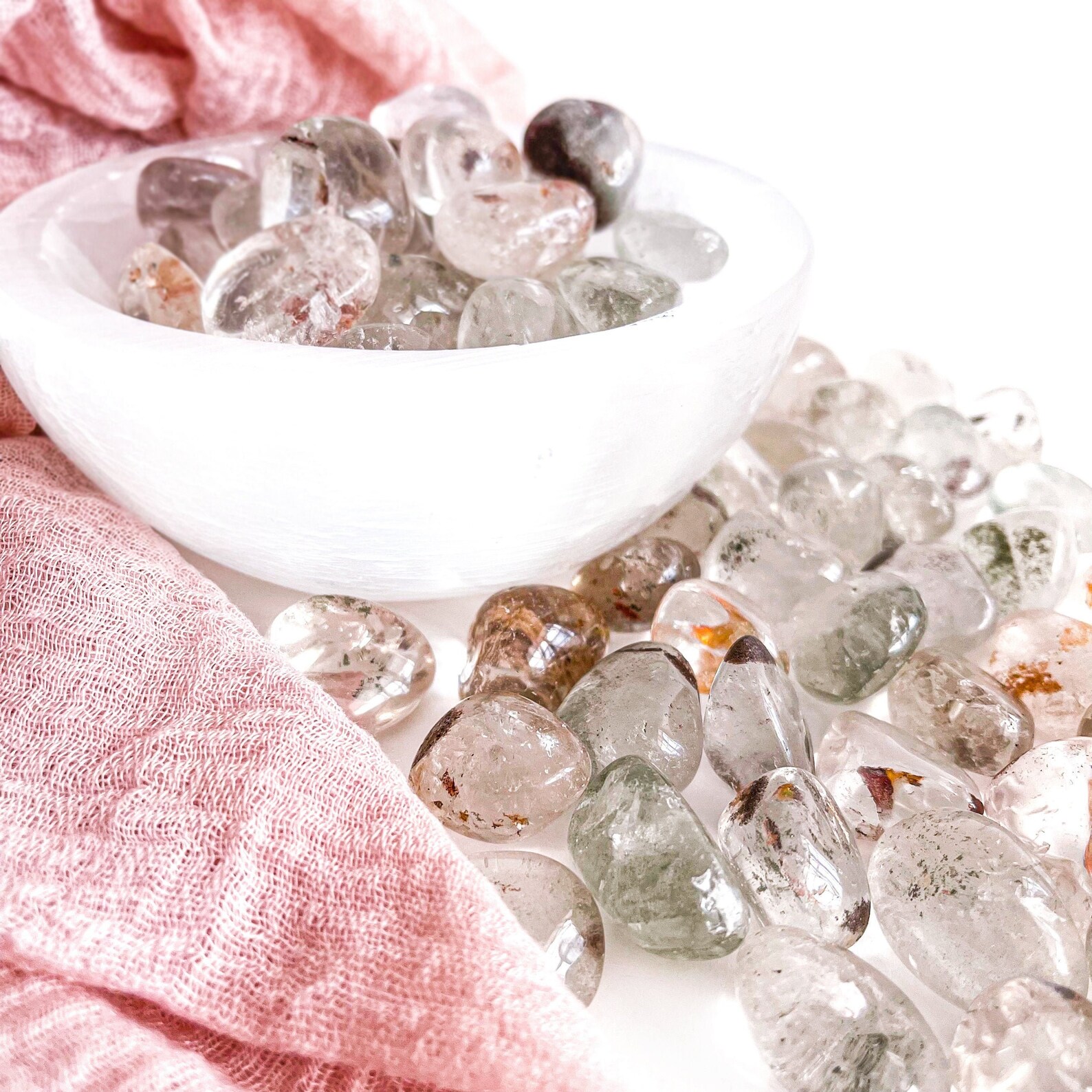GARDEN QUARTZ Tumbled Stones - Quartz - Garden Quartz - Rutile - Ghost ...