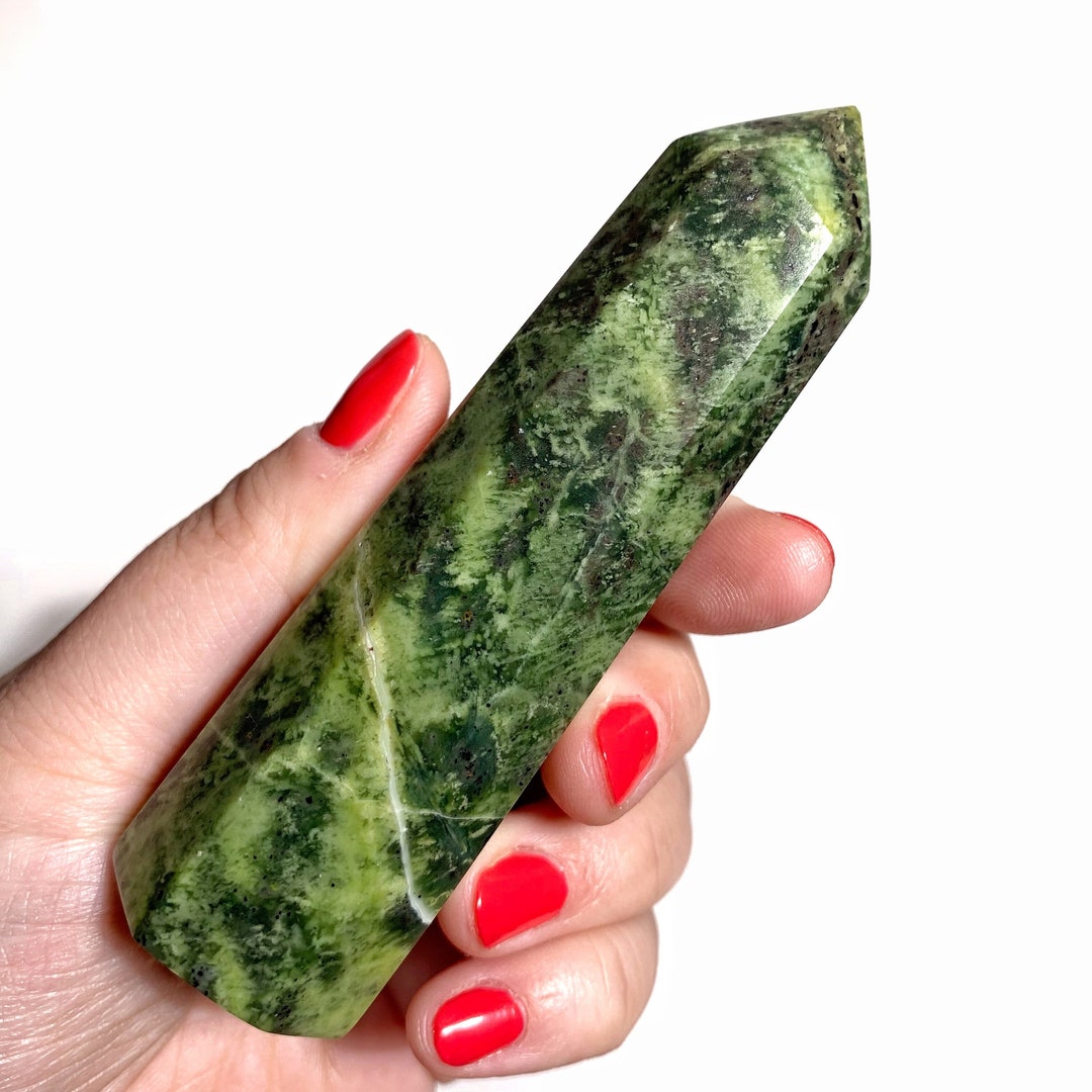 Jungle Jade Obelisk | Rare Jade | Serpentine | Green Crystal | Crystal ...