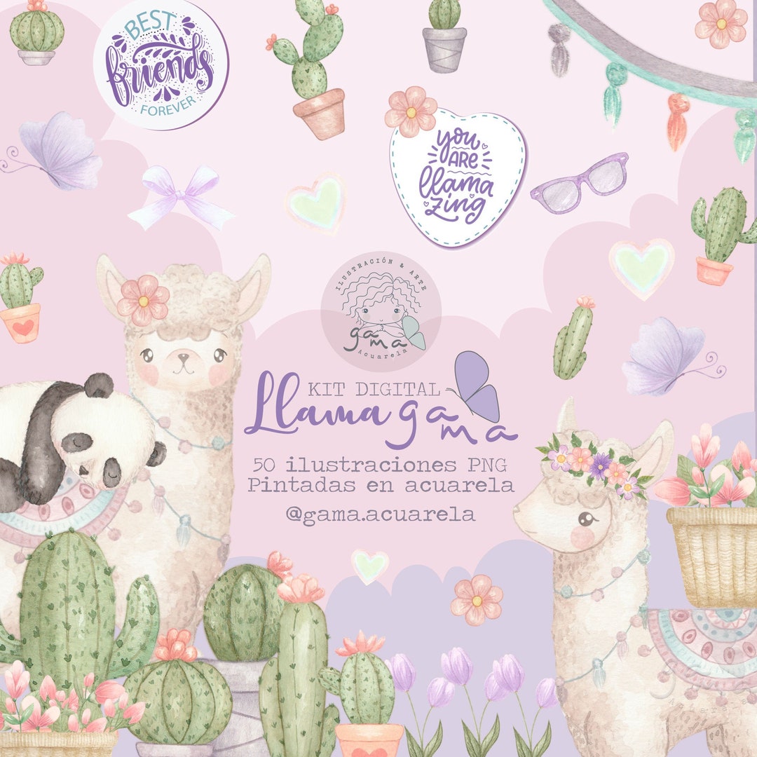 Llama, Alpaca, PNG Images, Watercolor, Decoration, Digital Kit, Png ...