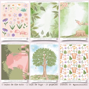 Scrapbooking Papers, Forest, Animals, Tree, Digital Paper, Scrap ...