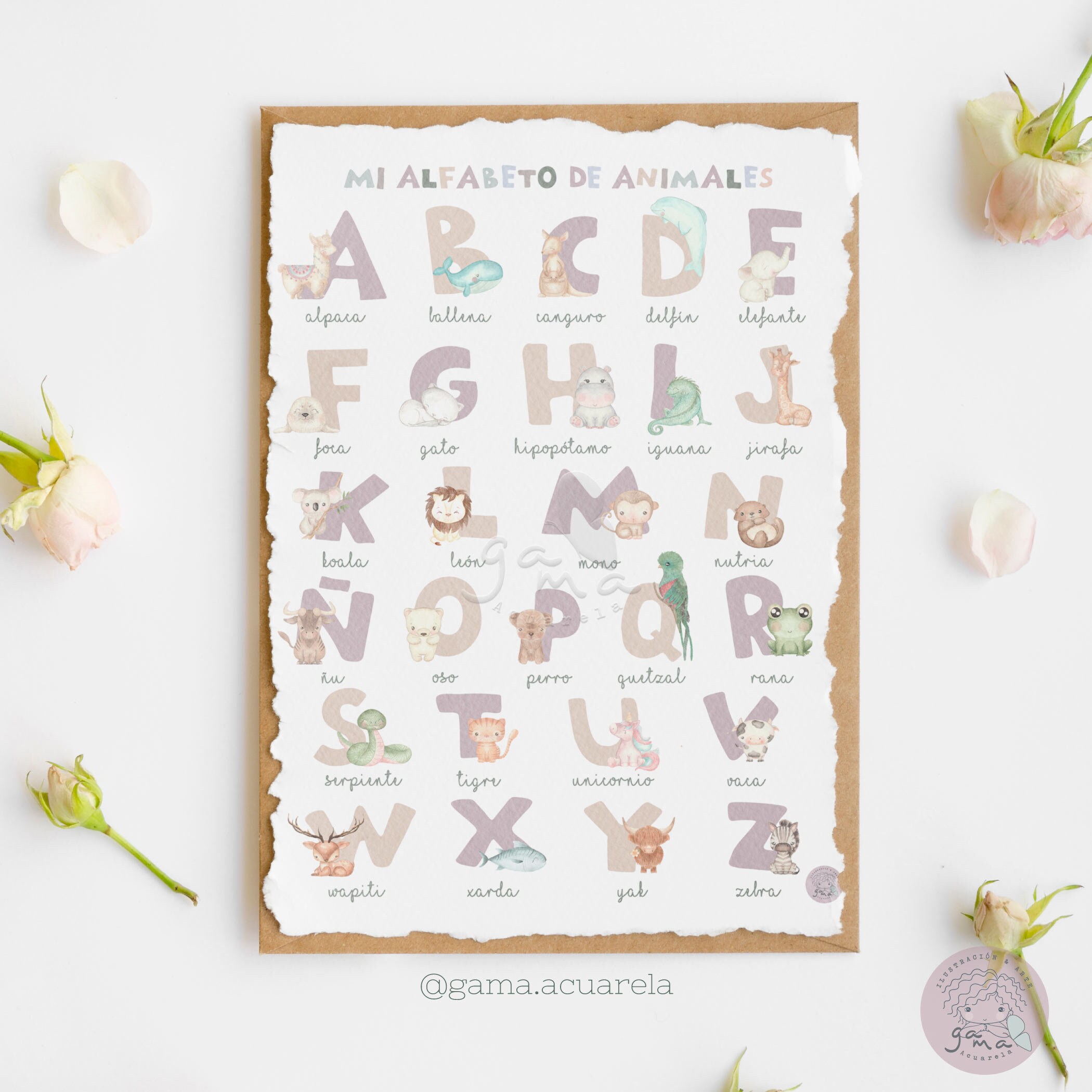 Afiche alfabeto de animales español decoración arte de pared | Etsy